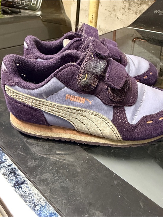 Puma | Shoes | Puma Kids Lavender And Dark Purple Velcro Sneakers ...